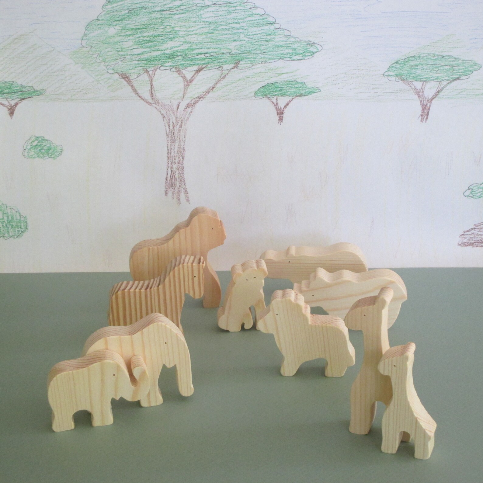 Wooden African animals Wooden animal toys Wood animals | Etsy