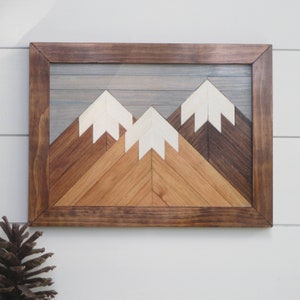 Rustic Mountain Wall Art - Geometric Mountain Decor - Gift for New Home ...