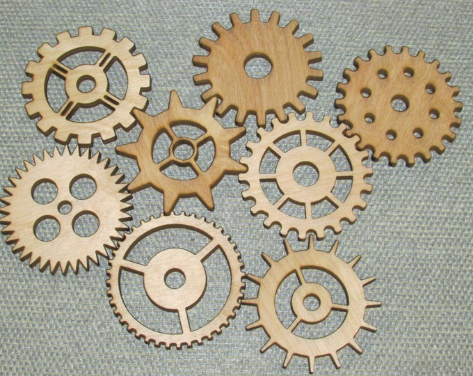 Lot of 8 Custom Wood Wooden Gears Gear COG Steampunk Wall Art | Etsy