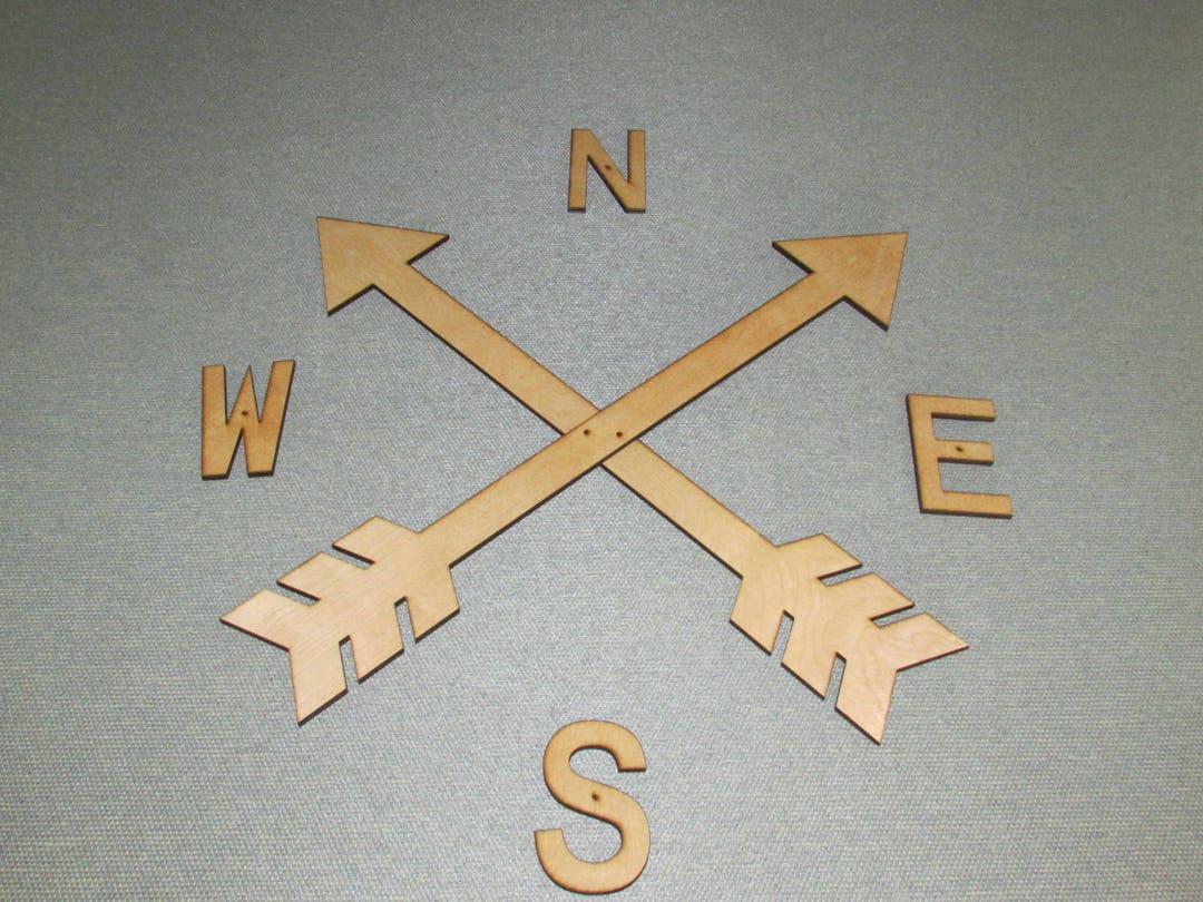 Compass Arrows N S E W Wall Compass Wall Art Decor Unfinished Wood - Etsy