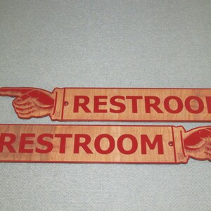 24 Inch Rustic Style Wooden Restroom Left or Right Pointing Finger Sign ...
