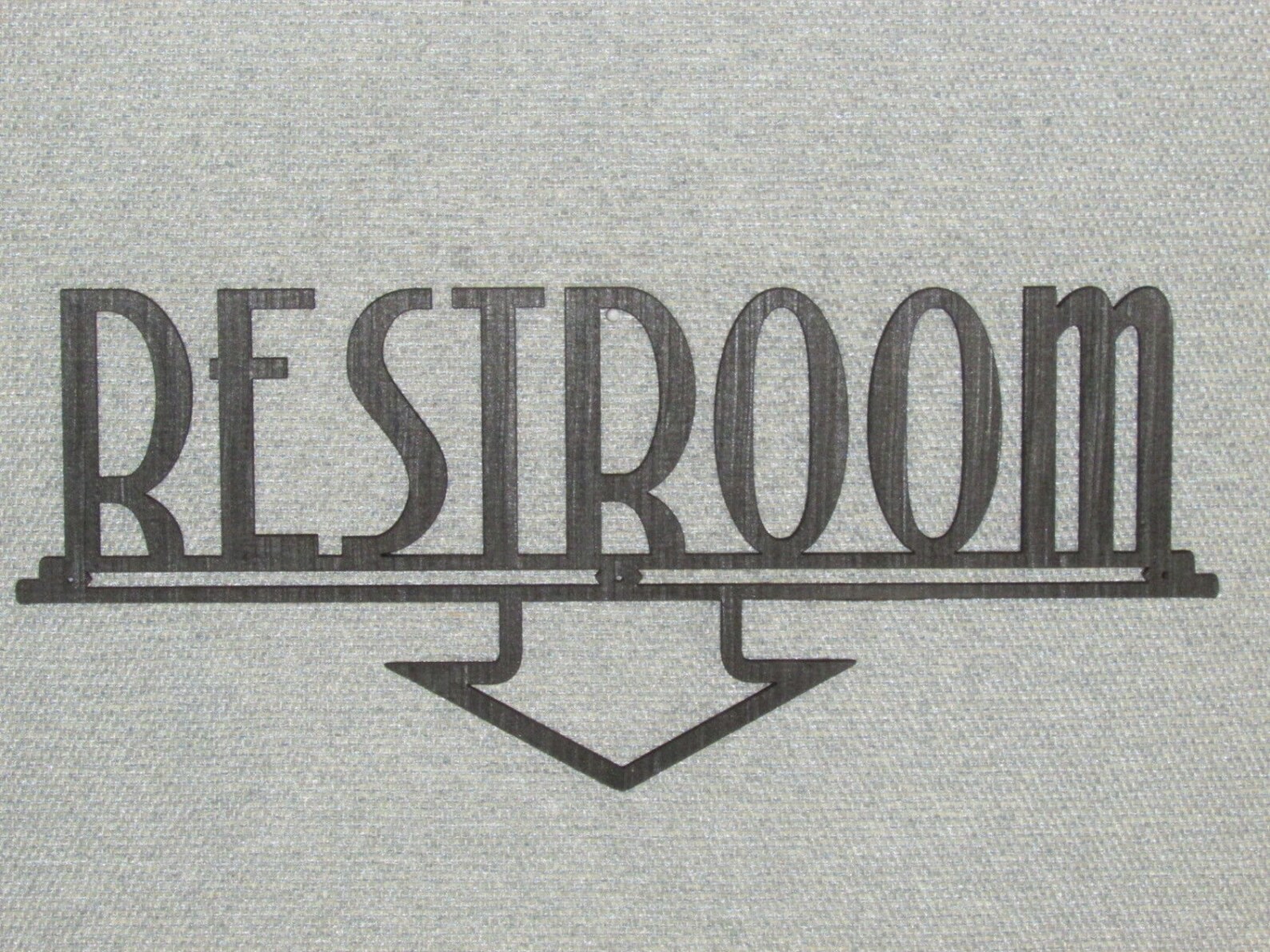 24" Custom Restroom Art Deco Style With Arrow Pointing Down Wooden Sign ...