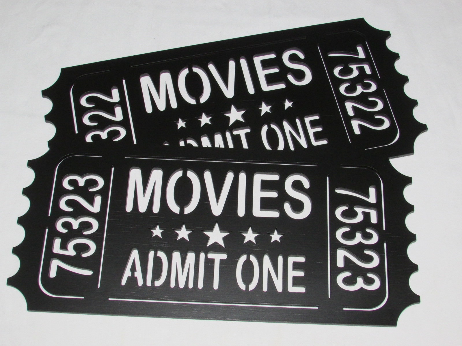 Two Movie Wall Tickets Admit One Wooden Art Cinema Home Theater Decor ...