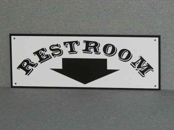 Restroom Sign With Arrow Pointing Down CUSTOM BLACK & WHITE - Etsy