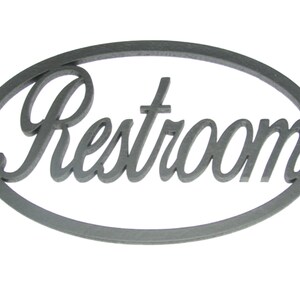Restroom Scroll Cutout Bathroom Restroom Door Word Signs - Etsy
