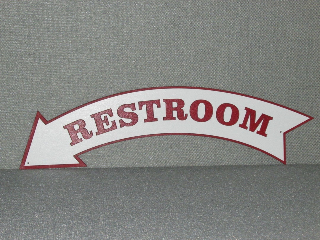 Custom Curved Restroom Left Pointing Arrow Wall Sign - Etsy