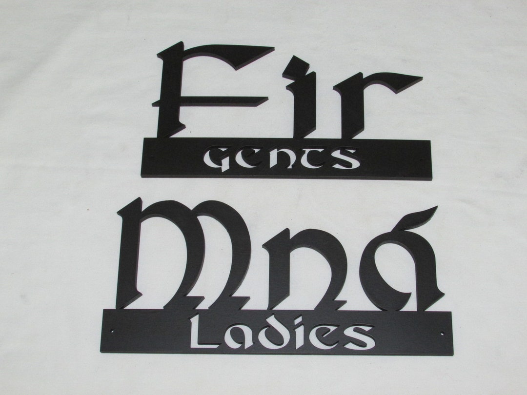 Mna Fir Wooden Irish Restroom Door Sign Set Men Women Gents Ladies - Etsy
