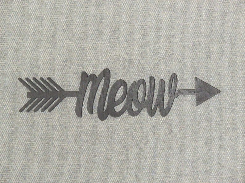 Laser Cut Wood Meow Cat Arrow Wall Art Decor - Etsy