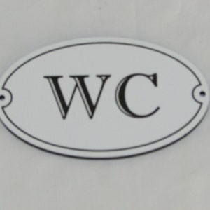 WATER CLOSET WC Wooden Door Sign Plaque Restroom 5" X 3" White With ...