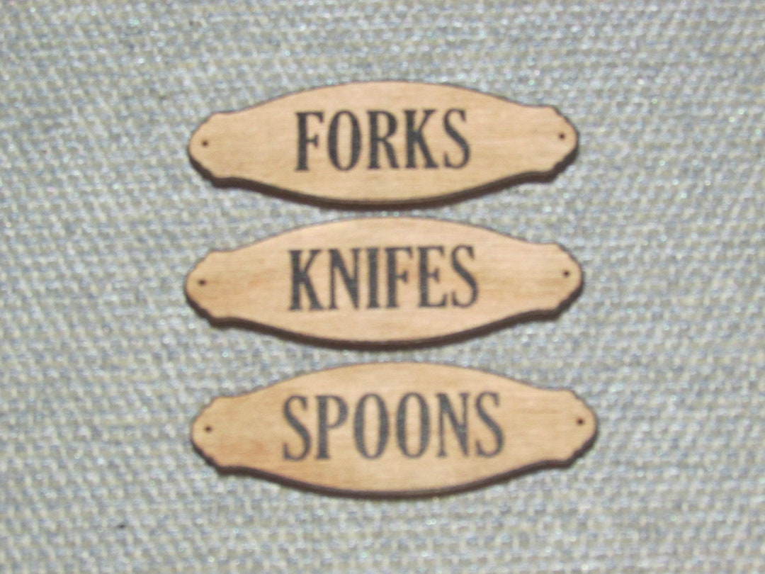 Knifes, Forks and Spoons Wood Label Set - Etsy