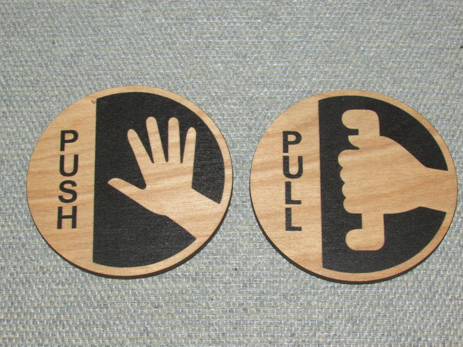 PUSH and PULL Round Door Sign Set Made From Reclaimed Wood - Etsy