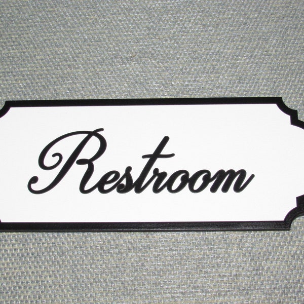 White With Black Letters Restroom Sign - Etsy