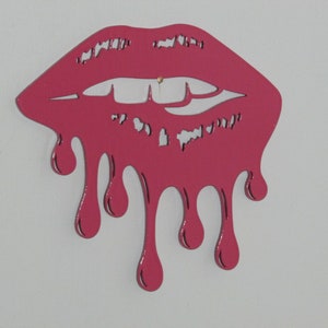 Dripping Lips Wood Wall Art, Wooden Wall Decor, Kiss, Color Choice and ...