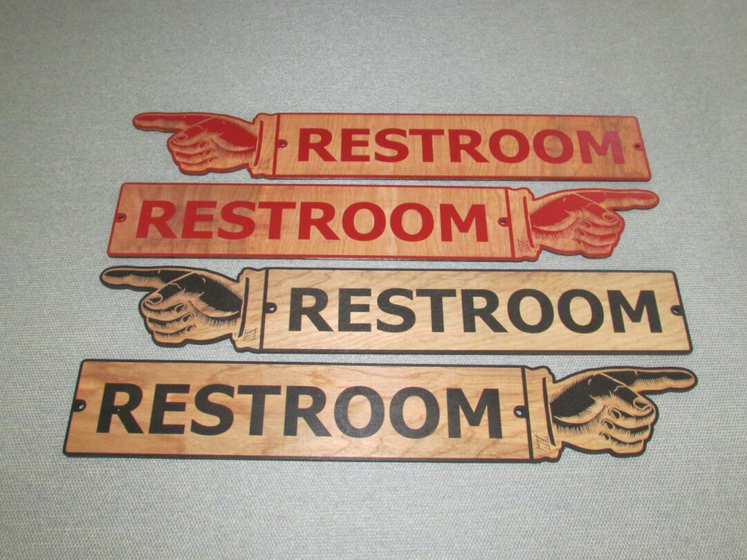 24 Inch Rustic Style Wooden Restroom Left or Right Pointing Finger Sign ...