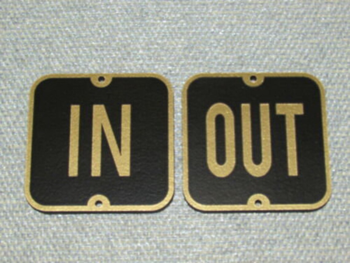 IN and OUT 3" Custom Wooden Door Signs Gold and Black - Etsy
