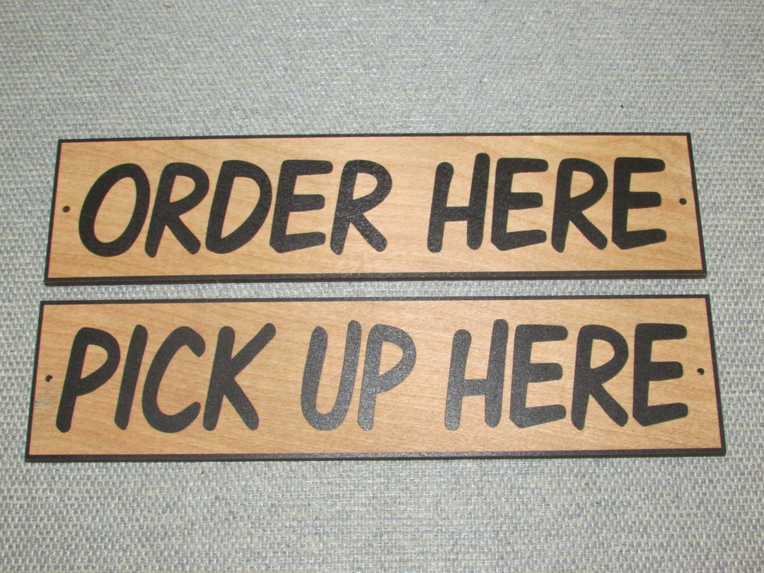 Order Here Pick up Here Sign Set, Rustic Wood Restaurant Signs Free ...