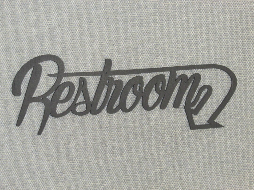 RESTROOM Down Arrow Script Word Silhouette STYLE WOODEN 16" Sign - Etsy