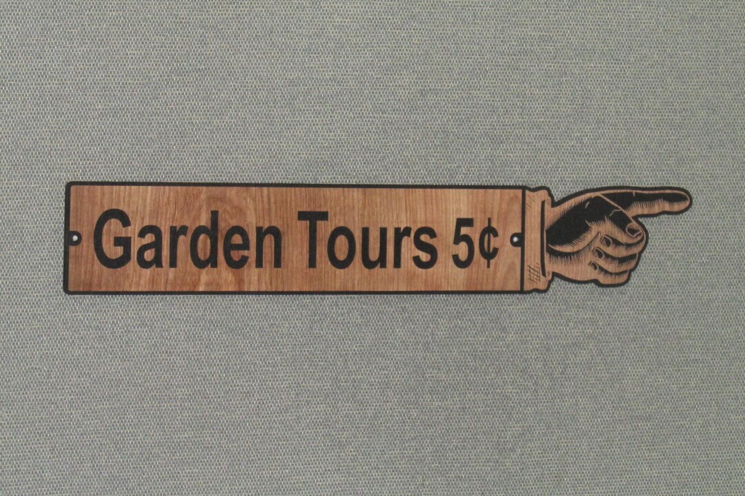 Rustic Style Wooden Garden Tours 5 Cents Left or Right Pointing Finger ...