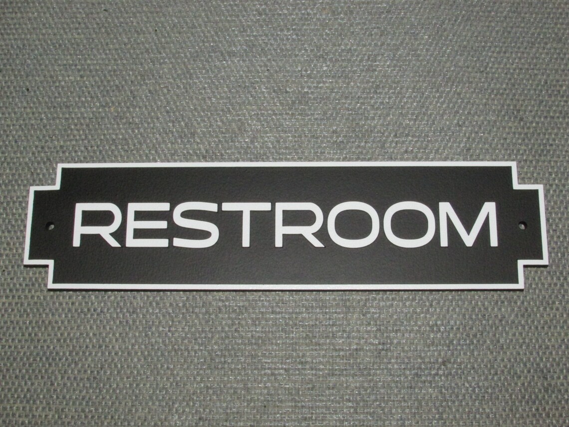 Restroom Door Sign Modern Deco Retro Square - Etsy