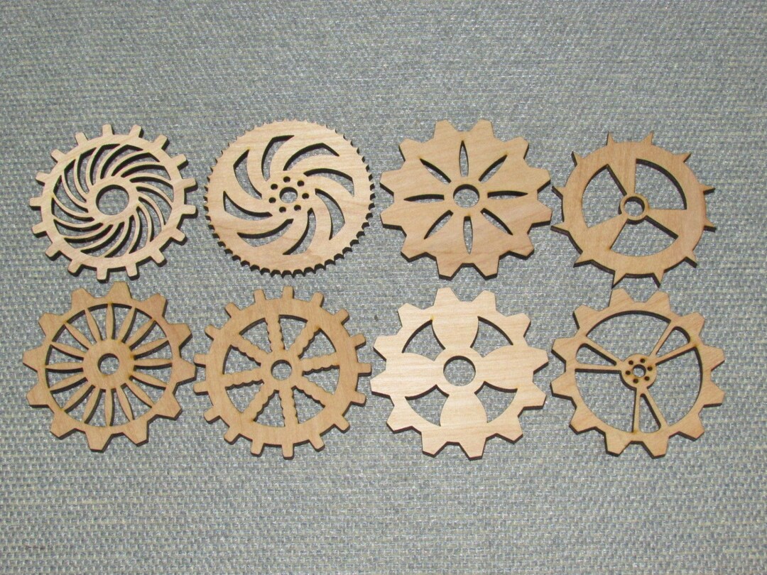 Group #5 Includes 8 3" Custom Wood Wooden Gears Gear COG Steampunk Wall ...
