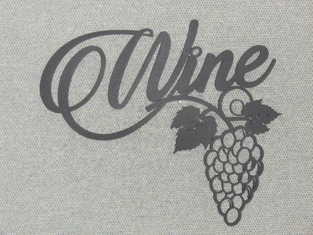 Wine Wall Word With a Bunch of Grapes Wall Art Decor Wood - Etsy