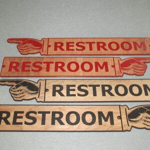 24 Inch Rustic Style Wooden Restroom Left or Right Pointing Finger Sign ...