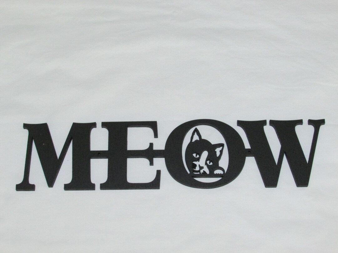 Meow Kitty Cat Wooden Wall Word Art Decor - Etsy UK