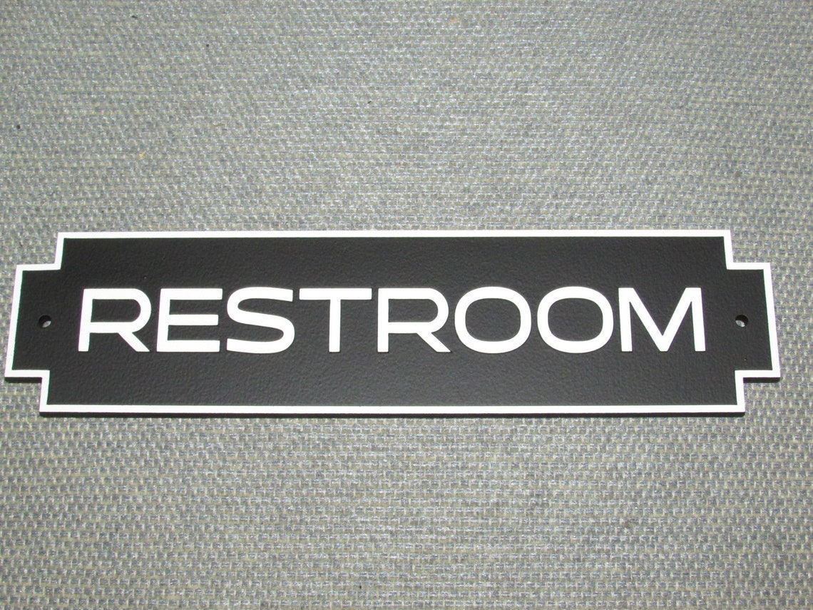Restroom Door Sign Modern Deco Retro Square - Etsy