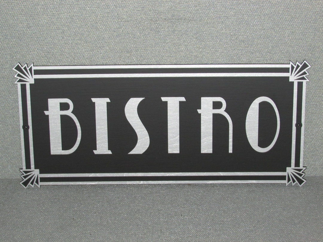 Custom Made Elegant 20" Bistro Sign Art Deco Style Silver and Black - Etsy