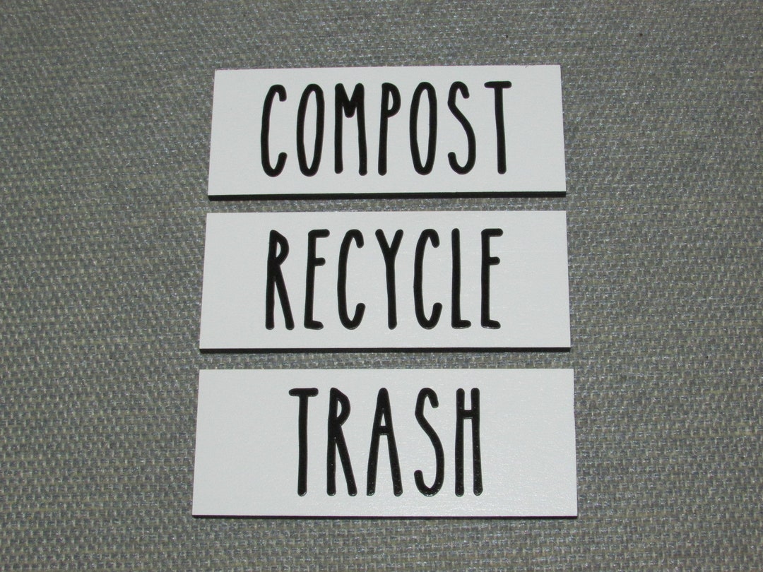 Recycle Trash & Compost Rae Dunn Inspired Wooden Sign Set - Etsy