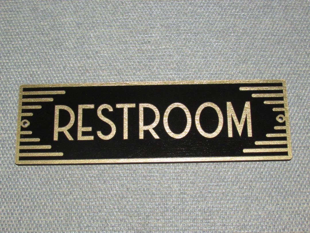 Restroom Door Sign Custom Art Deco Style 3 - Etsy