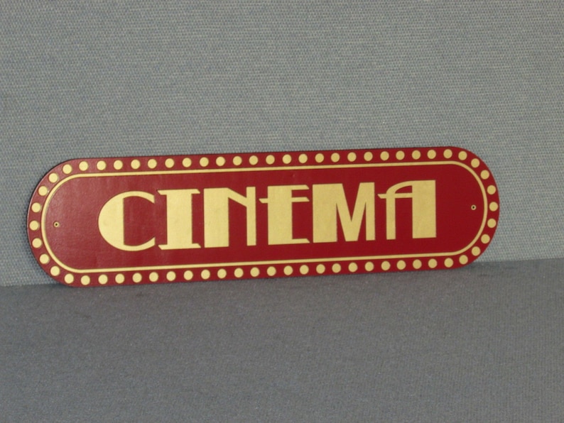Vintage Style Red and Gold CINEMA Wood Wall Sign Movie Home - Etsy