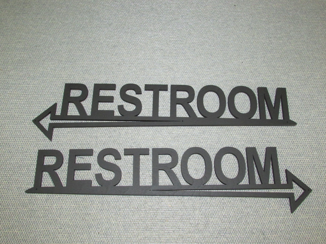 RESTROOM Pointing Arrow Sign, Choose Left or Right or No Direction ...