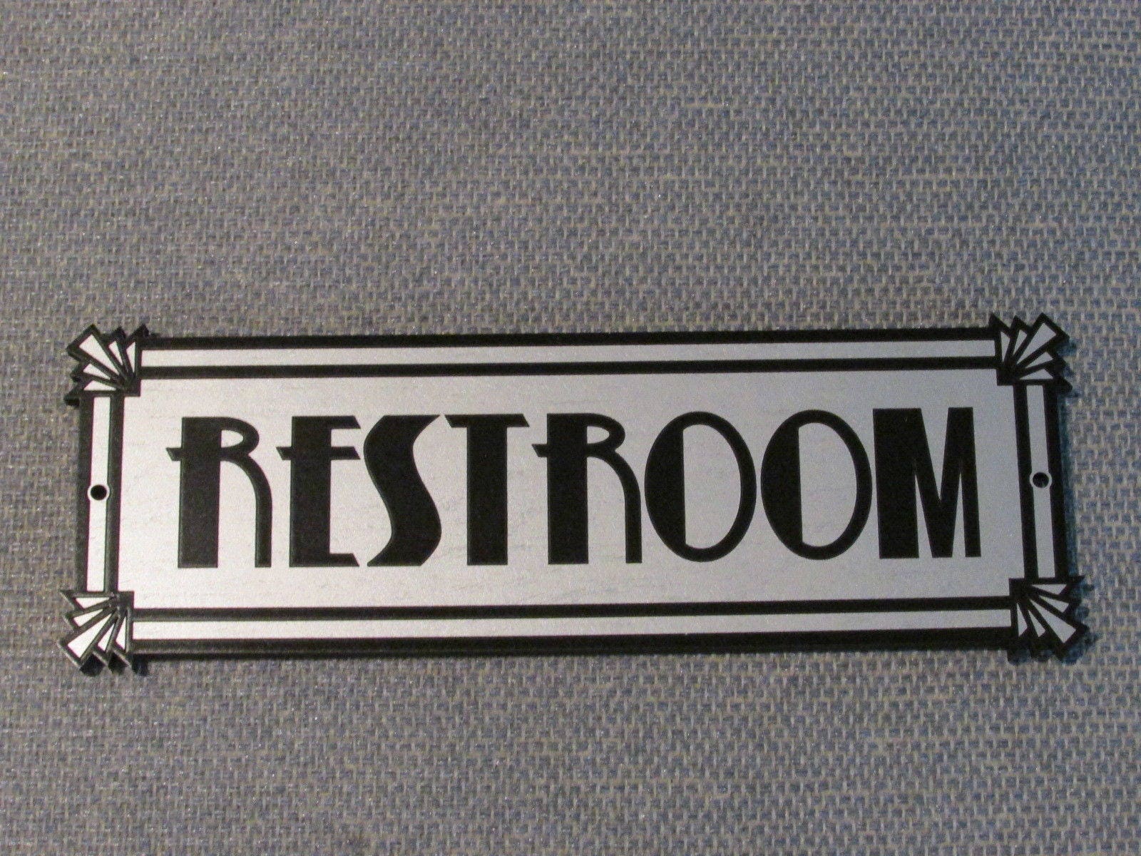 Restroom Sign Door Sign Deco Style Grey & Black Bathroom | Etsy
