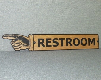 Large 24 Vintage Style Wooden Restroom Finger Right | Etsy