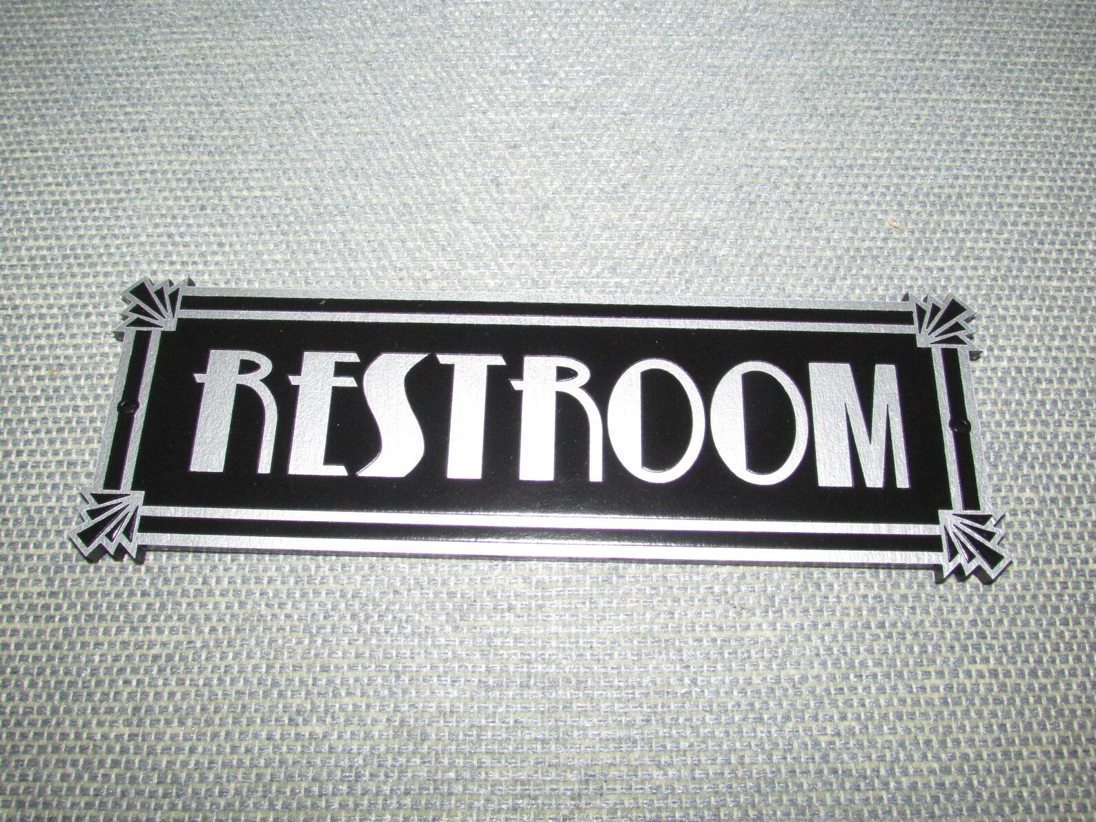 Restroom Sign Deco Style, Choice of Colors, Bathroom Door Sign - Etsy