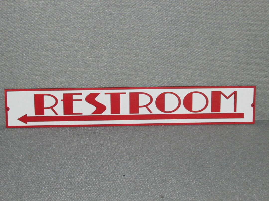 Restroom Red and White Wall Sign Right Pointing Arrow - Etsy