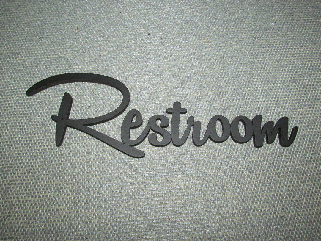 Mid Century Restroom Door Script Word Signs - Etsy