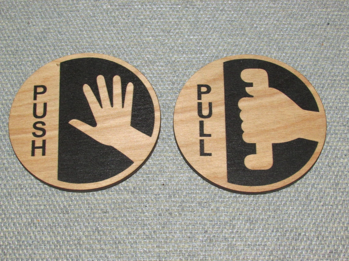 PUSH and PULL Round Door Sign Set Made From Reclaimed Wood - Etsy