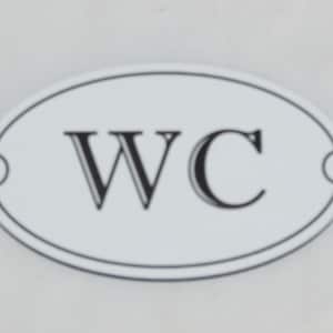 WATER CLOSET WC Wooden Door Sign Plaque Restroom 5" X 3" White With ...