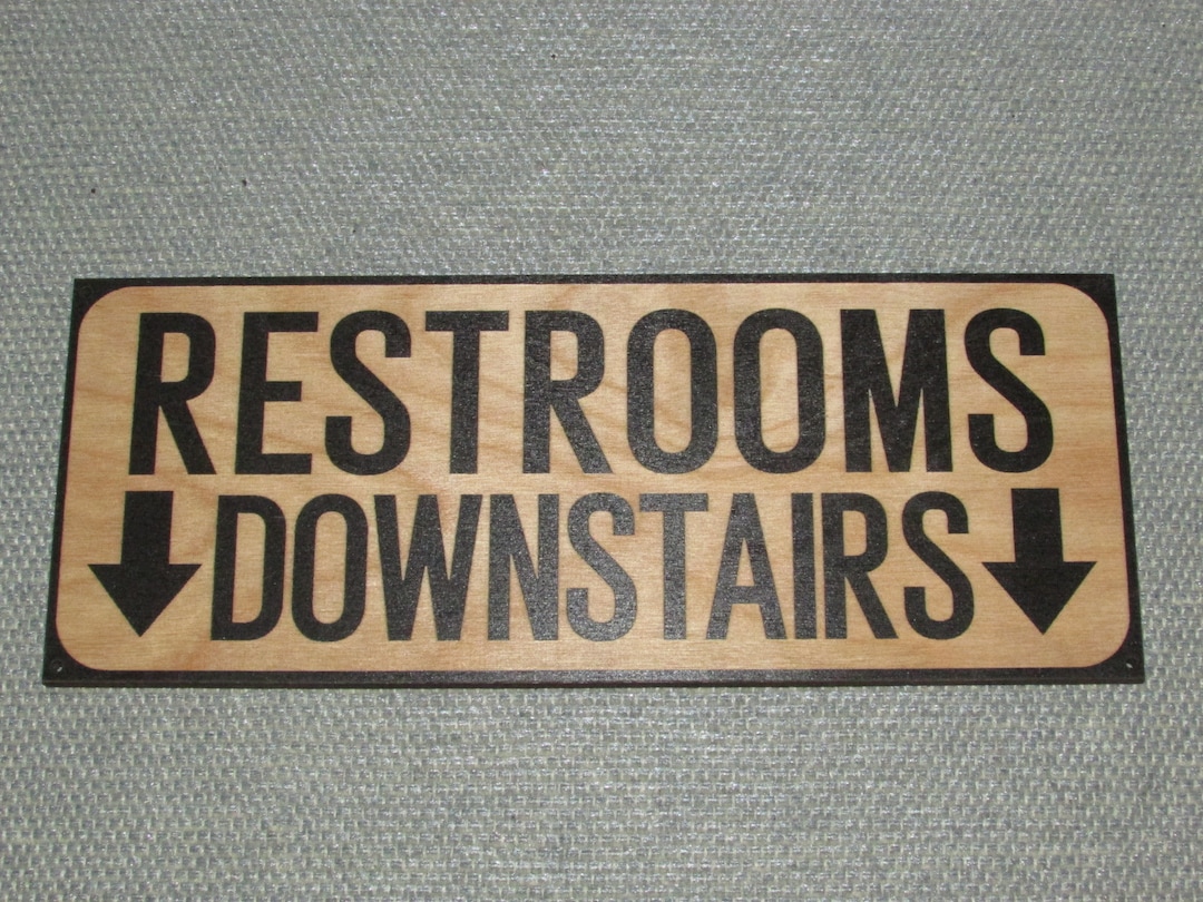 RESTROOMS Sign Choice of Downstairs or Upstairs With Pointing Arrows - Etsy