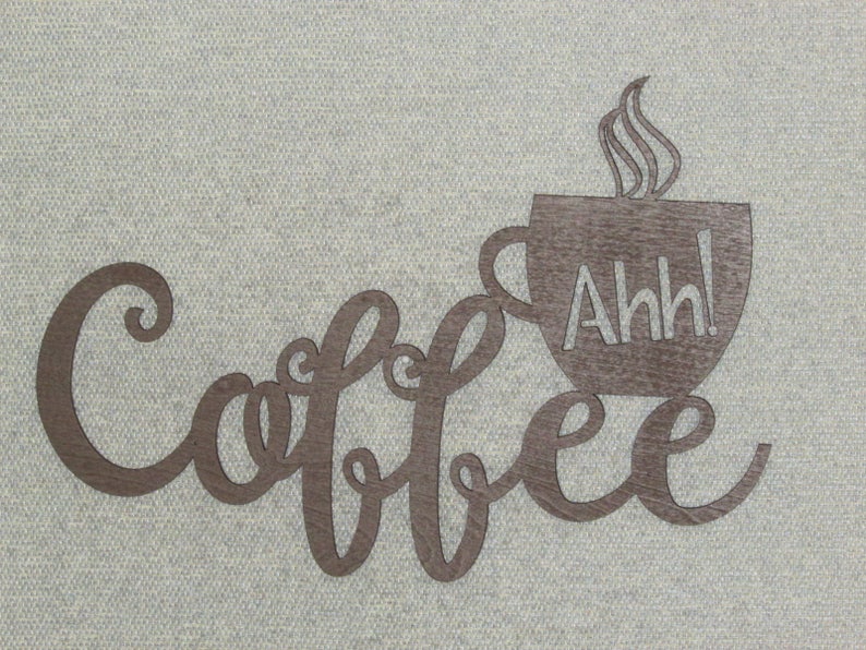 Ahh Coffee Cup Sign Rustic Brown Wood Laser Cut Wall Decor Art - Etsy