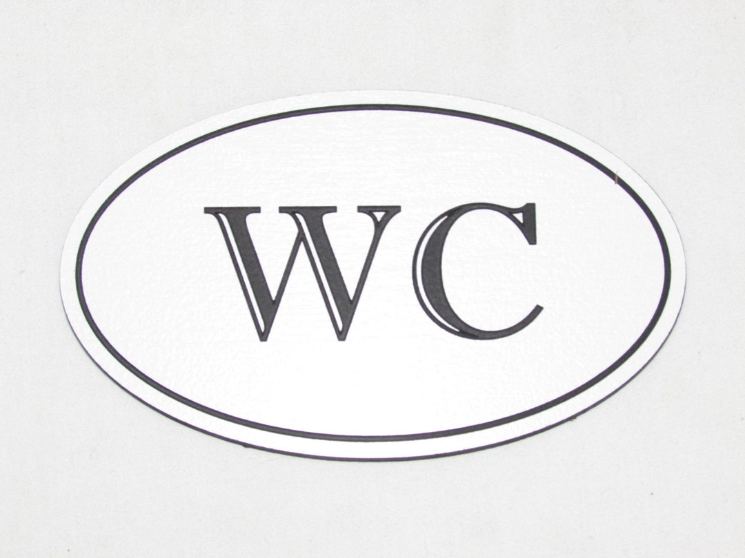 WATER CLOSET WC Wooden Door Sign Plaque Restroom 5" X 3" White With ...