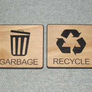 Recycle & Garbage Rustic Wood Sign Set, Free Shipping - Etsy