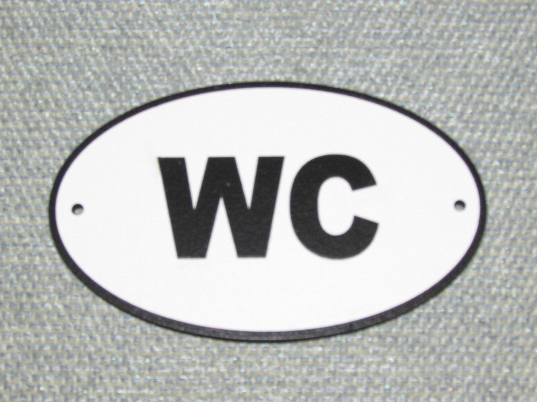 WATER CLOSET WC Wood English Bathroom Door Sign Plaque Restroom Black ...