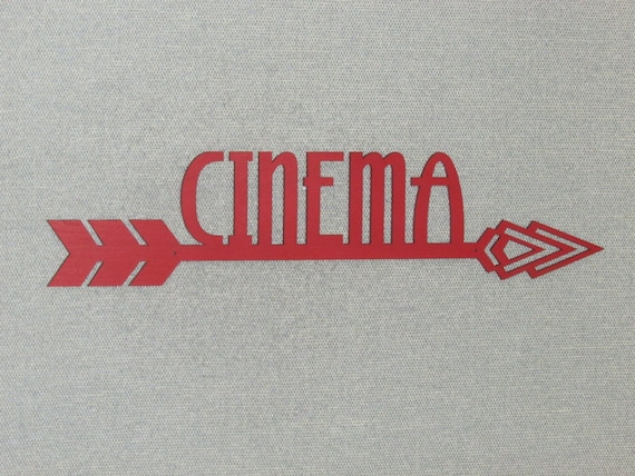 CINEMA Red Wood Arrow Wall Words Hanging Sign Art Decor Movie | Etsy