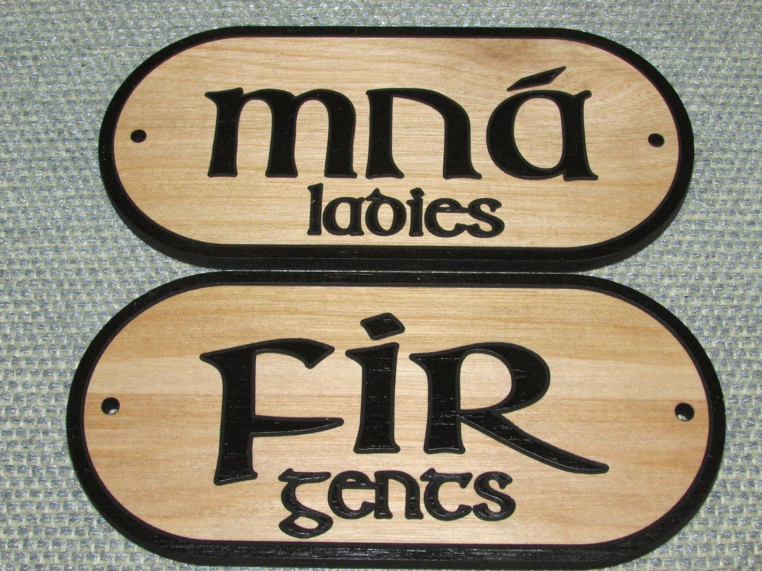 Mna Fir, Men Women Gents Ladies Wooden Restroom Bathroom Sign Set Irish ...