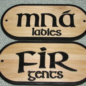 Mna Fir, Men Women Gents Ladies Wooden Restroom Bathroom Sign Set Irish ...