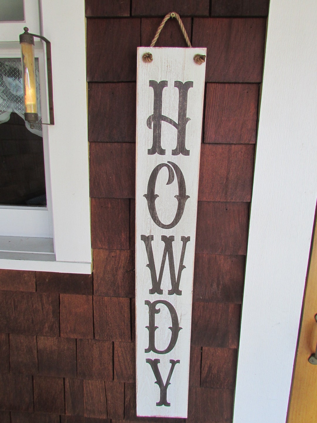 HOWDY Rustic Porch Sign, Farmhouse Distressed Wood Welcome Sign - Etsy