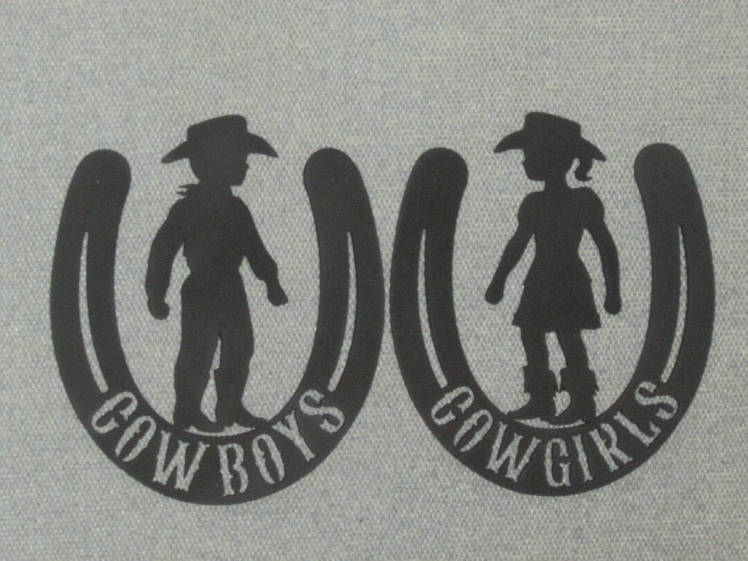 Western Style Cowboys Cowgirls Restroom Door Sign Set. Choice of Size ...